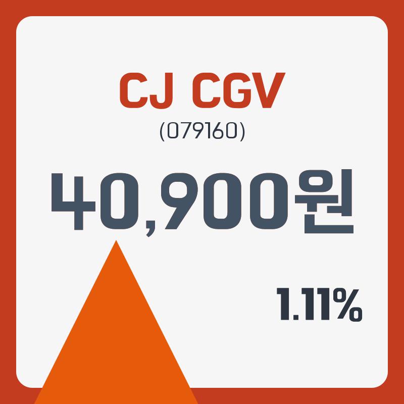 CJ CGV주가 12월 27일 현재 40900원 , 증권 그래프 분석