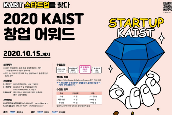 KAIST, 2020 KAIST Startup Award 참가자 모집